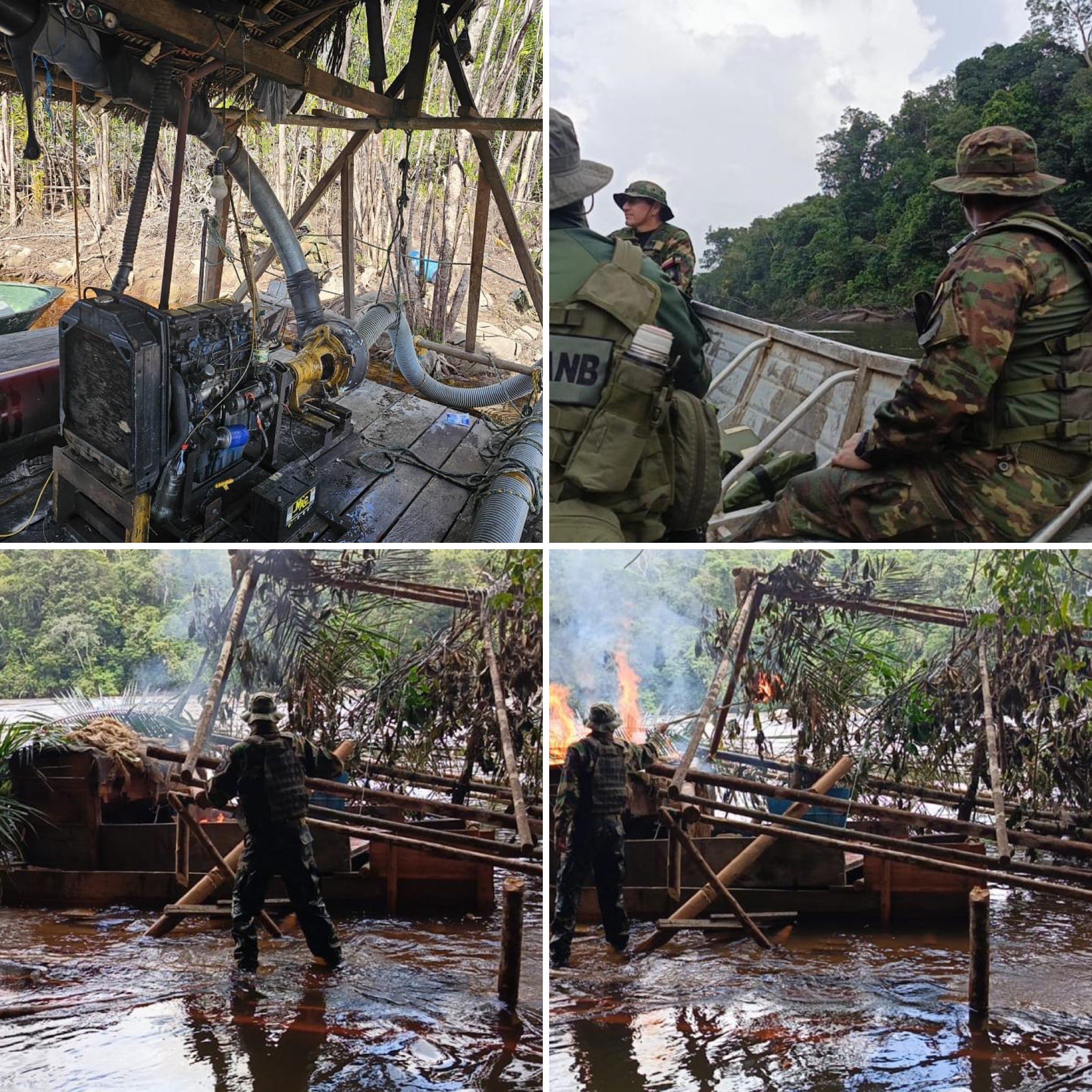 Militares destruyen balsas y campamentos de minería ilegal en Amazonas ...